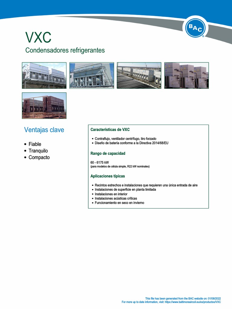 BAC - VXC Condensadores | PDF | Agua | Bomba