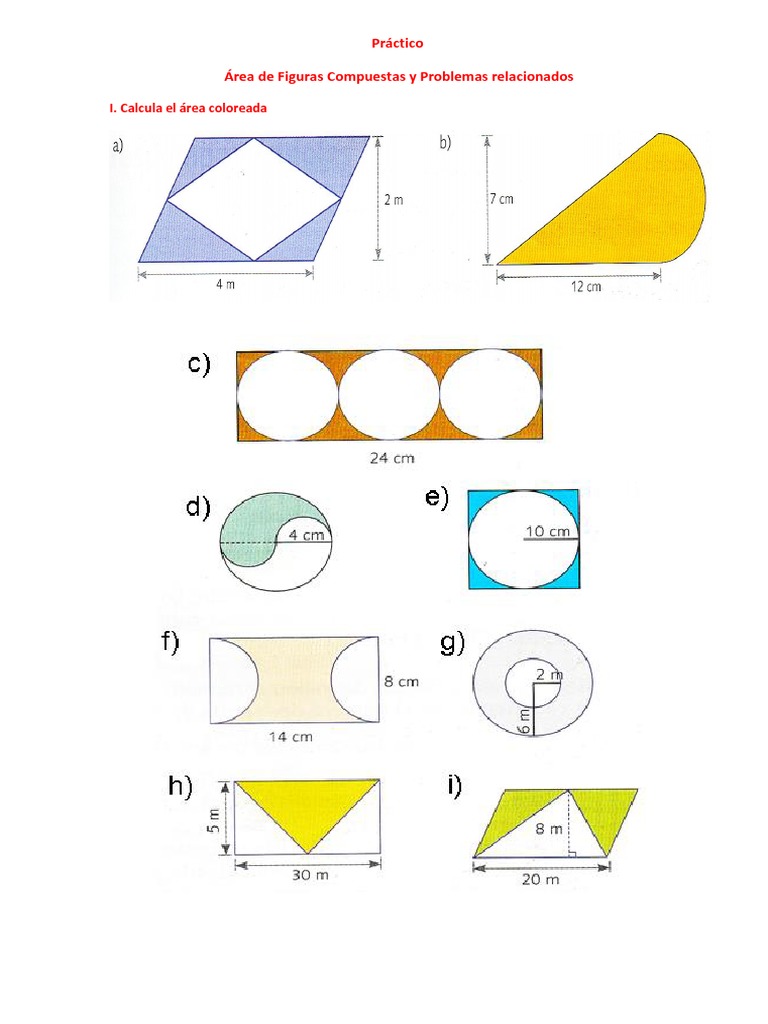 Área de Figuras Compuestas: Ejercicios | PDF