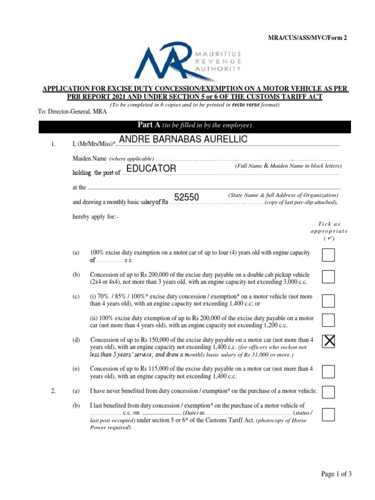 MRA CUS ASS MVC Form2 | PDF