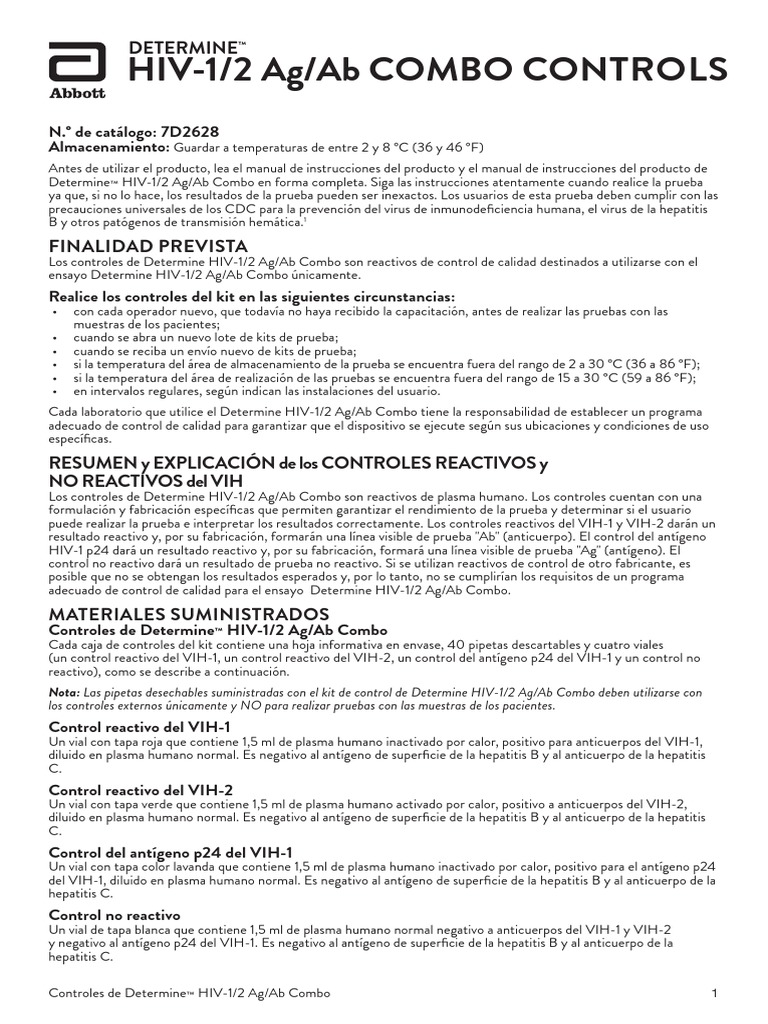 06732400ES v5 Determine HIV-12 AgAb Combo Control Pa | PDF | Ciencia y matemáticas