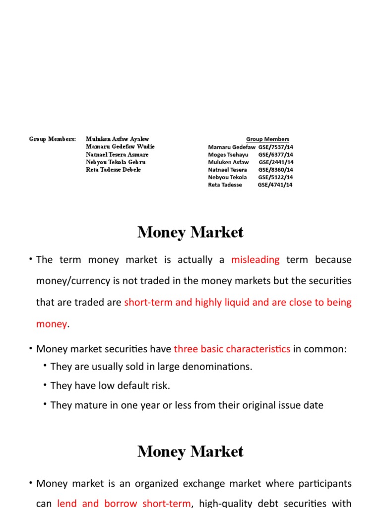 Overview of Money Market Participants | PDF | Financial Markets | Money ...