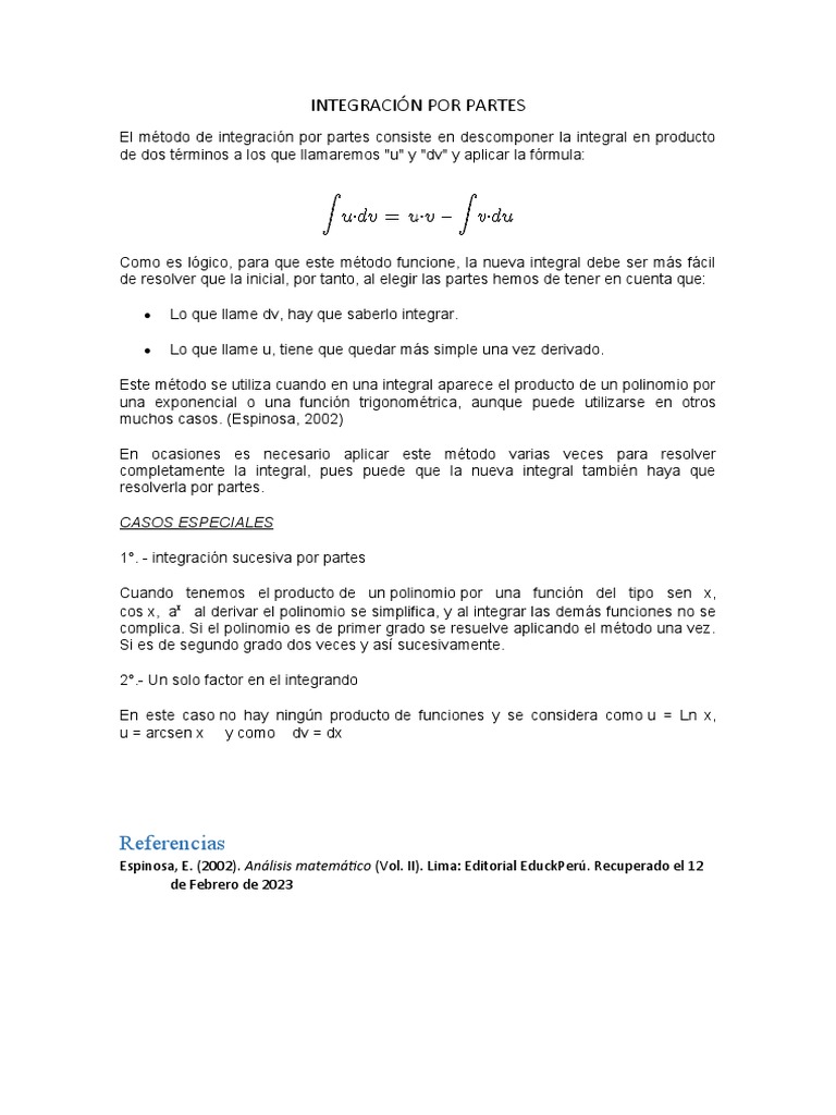 Integración por Partes: Guía y Casos | PDF
