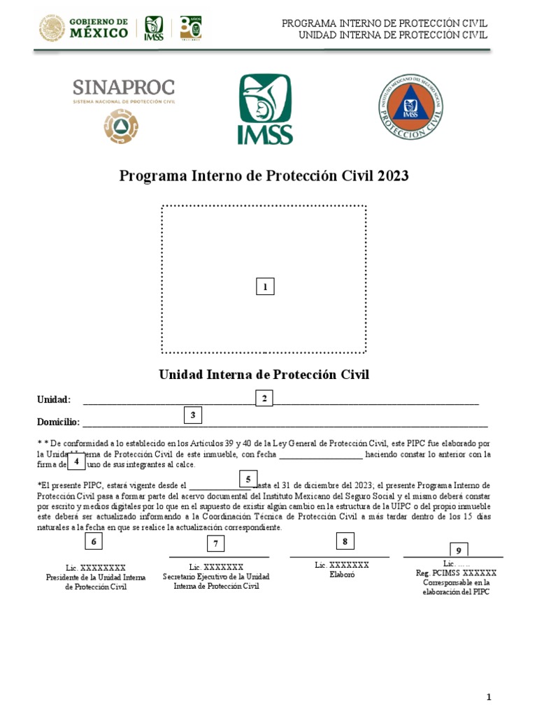 PIPC - IMSS Versión 16 - 01 - 2023 | PDF | Defensa Civil | México