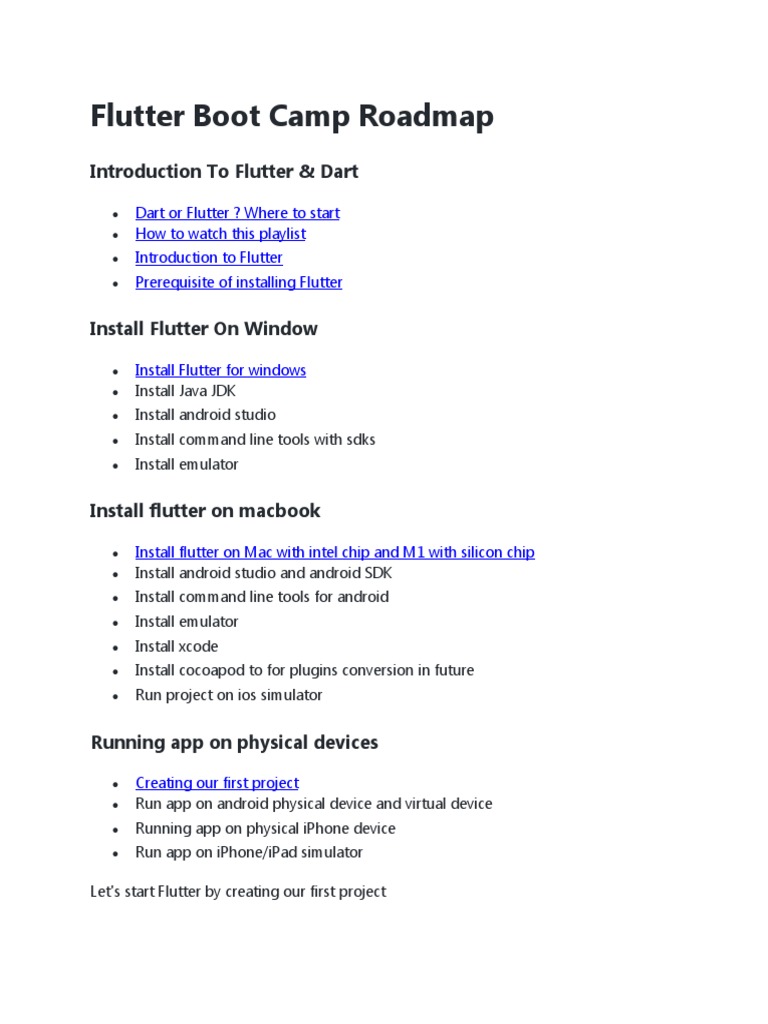 Flutter Boot Camp Roadmap | PDF | Json | Software Engineering