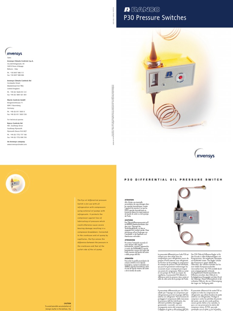P30 Pressure Switches: Invensys Climate Controls S.p.A | PDF