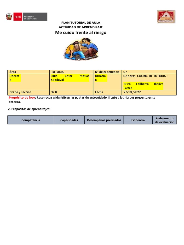 Sesion de Tutoria Sobre Prevencion de Riesgos | PDF | Ciencia y matemáticas