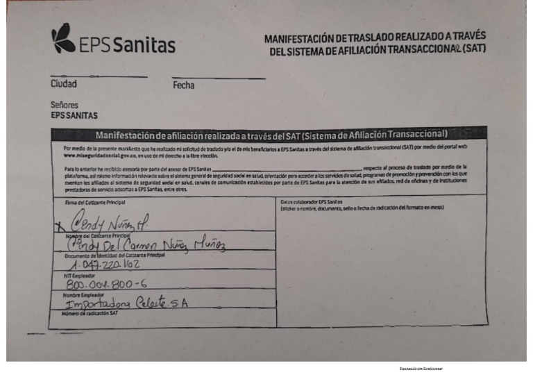 Formato Sanitas | PDF