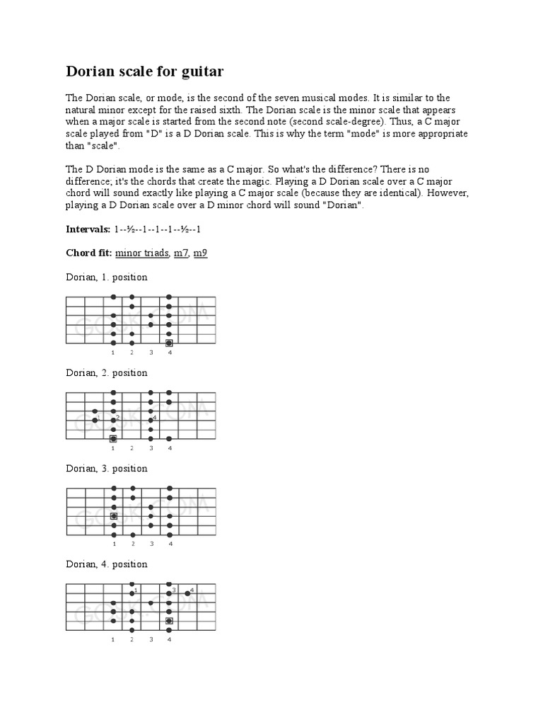 Dorian Scale For Guitar | PDF | Language Arts & Discipline | Art
