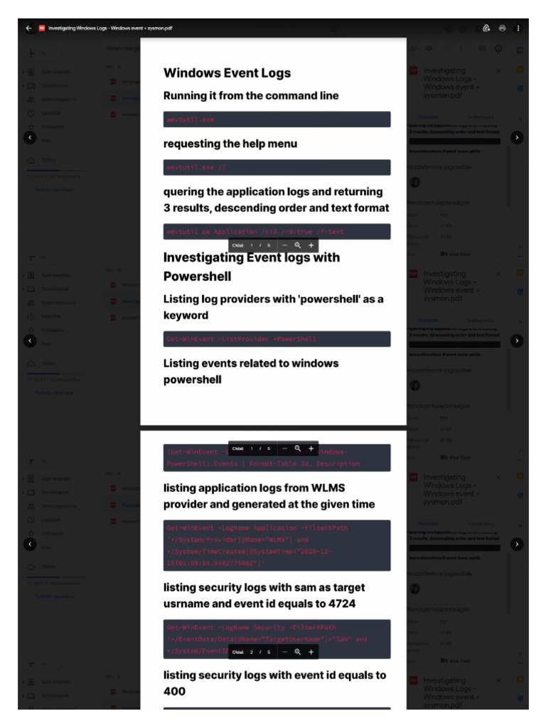 Investigate Windows Event Logs | PDF
