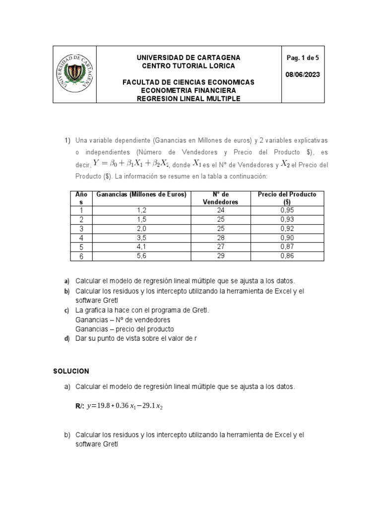 Taller Econometria 2 | PDF