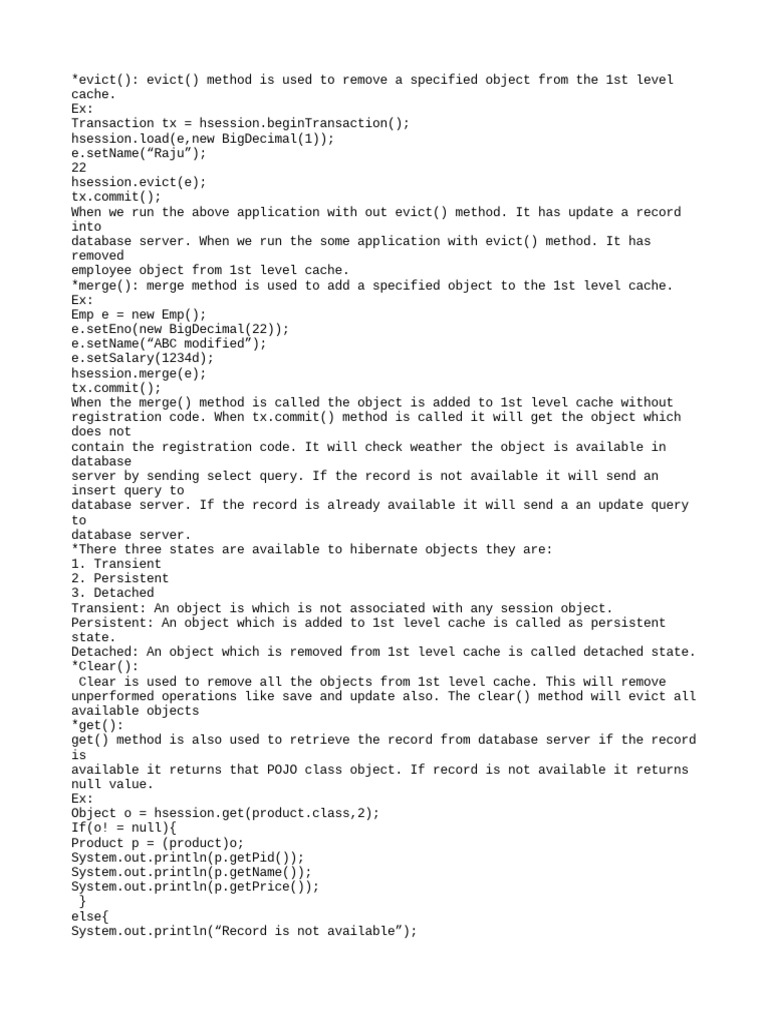 Hibernate Q and A | PDF | Databases | Cache (Computing) Hibernate Q and A | PDF | Databases | Cache (Computing)
