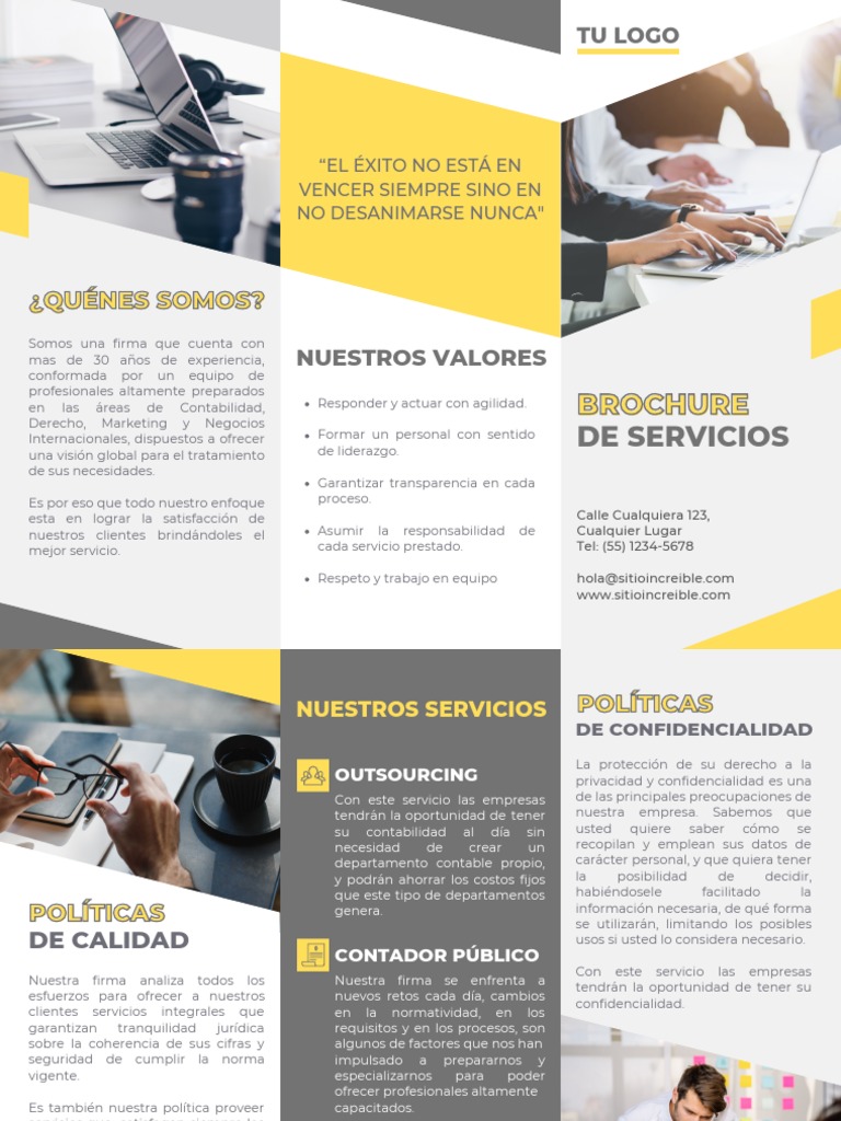 Folleto Brochure de Servicios Empresa Profesional amarillo | PDF ...