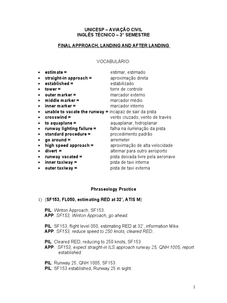 Final Approach and Landing Procedures | PDF | Transport Safety ...