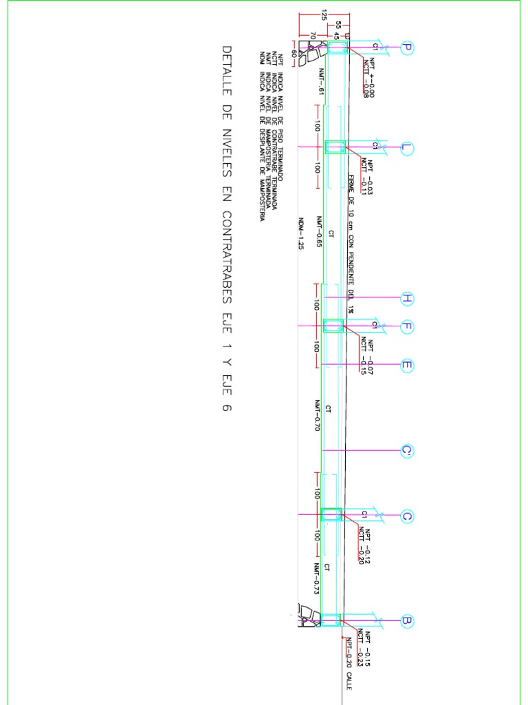Detalle de Niveles de Contratrabe Eje 1 y 6 | PDF