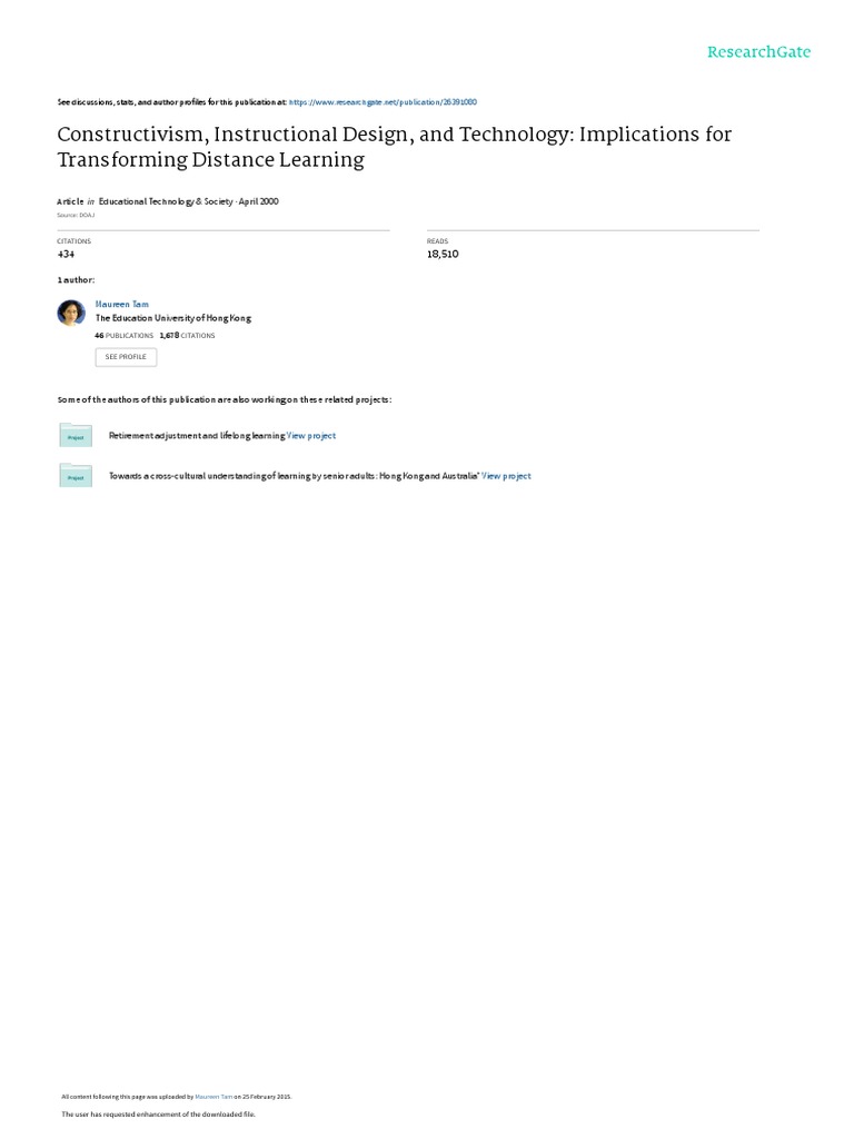 Constructivism, Instructional Design, and Technology Implications for Transforming Distance ...