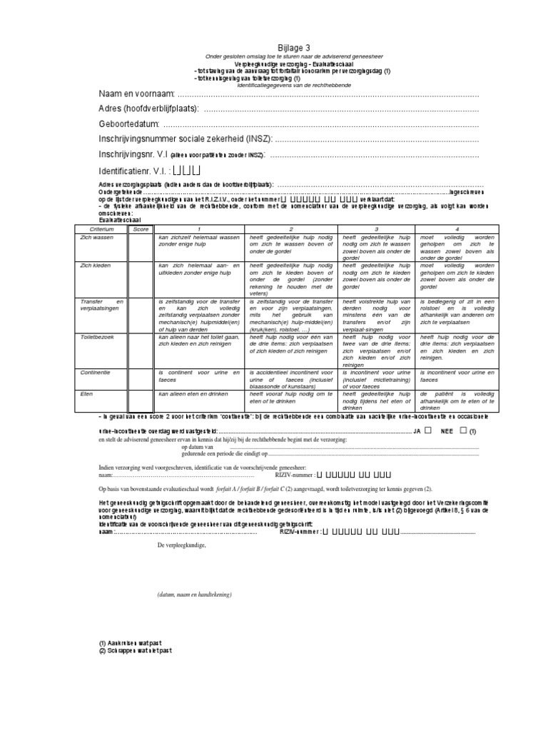Formulier KATZ Evaluatieschaal | PDF