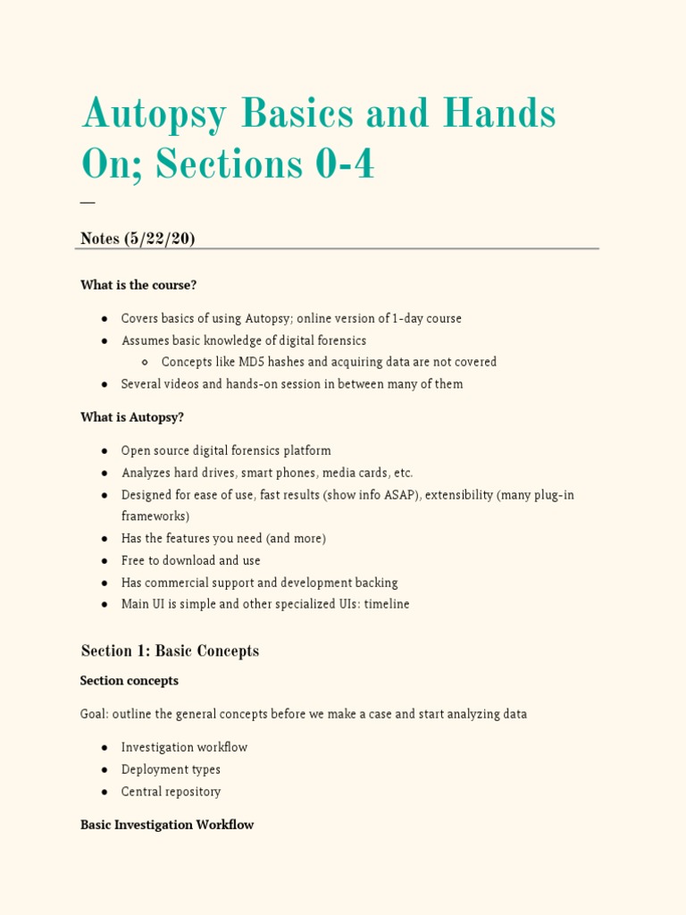 Autopsy Basics and Hands On - Sections 0-4 | PDF | Computer File | File System