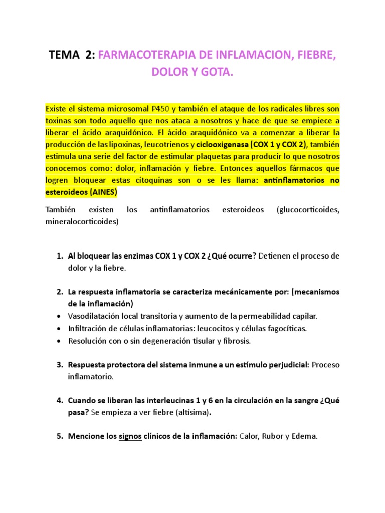 Farmacos Antiinflamatorios No Esteroideos | PDF | Inflamación | Droga anti-inflamatoria libre de ...
