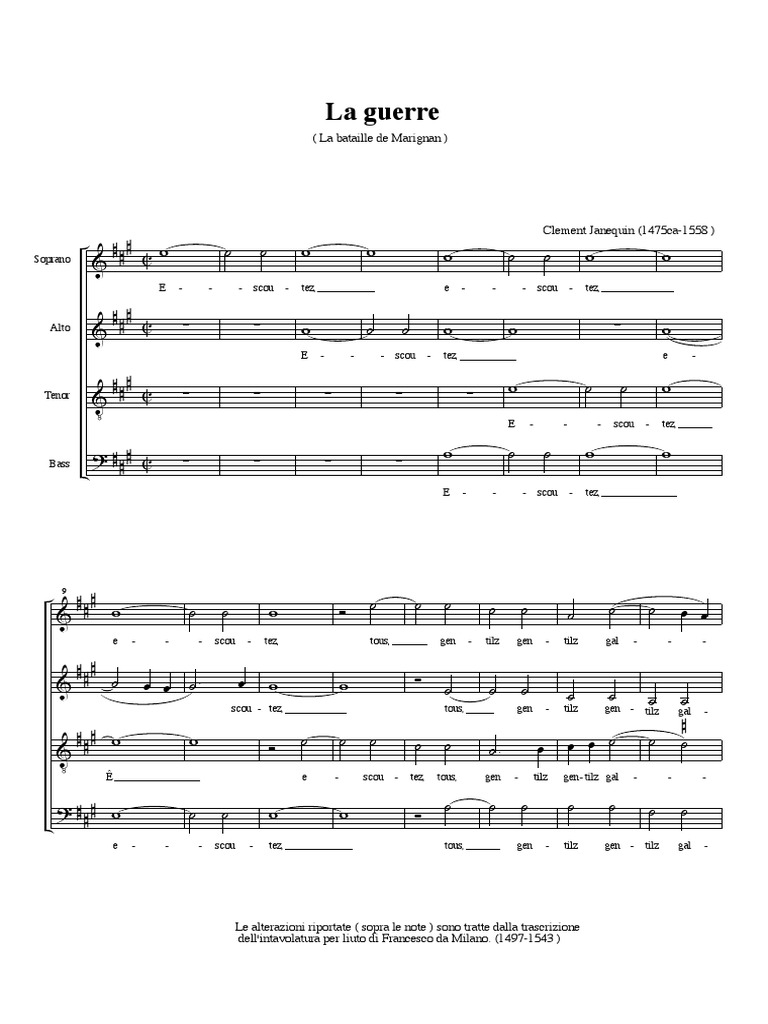 JANEQUIN - La Guerre (La bataille de Marignan) | PDF