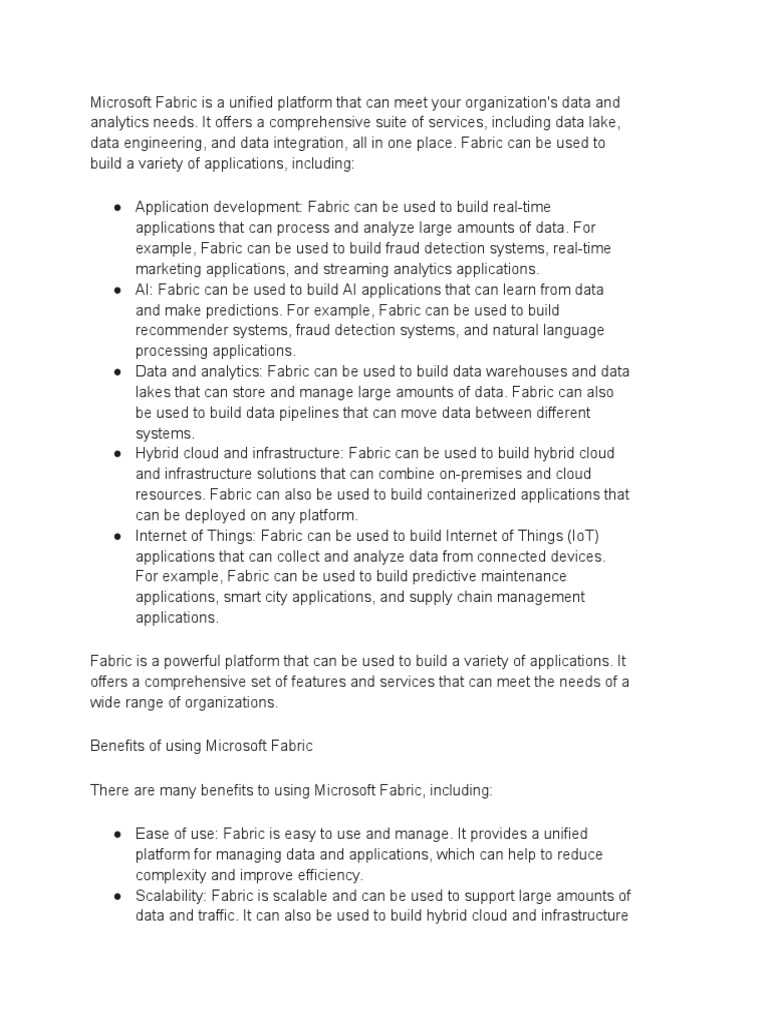 Microsoft Fabric: Unified Application Platform | PDF | Internet Of ...