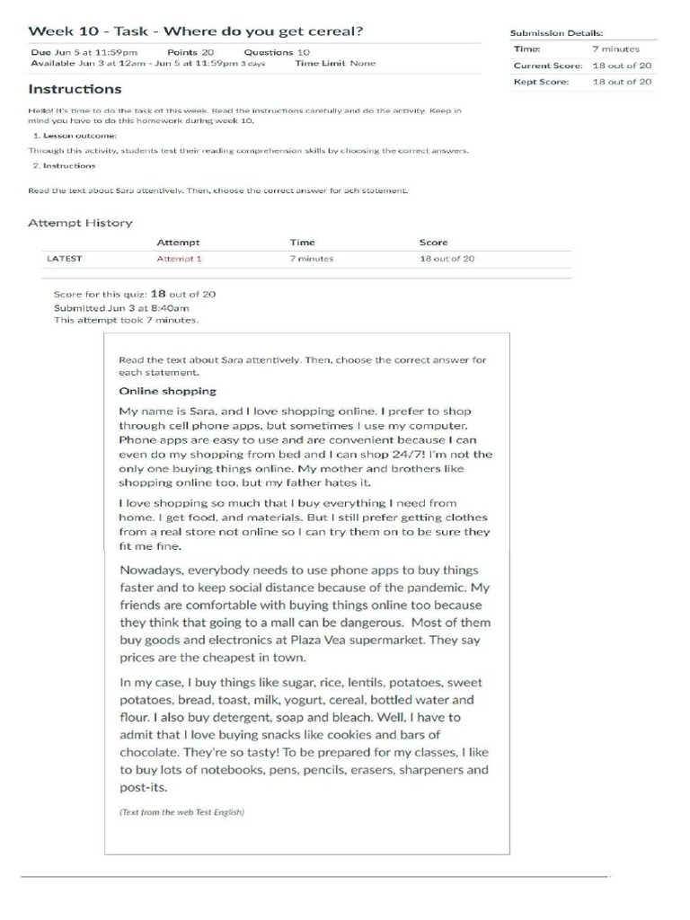 Week 10 Task Where Do You Get Cereal - Compress | PDF