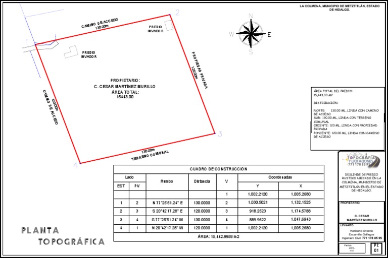 Planta Topografica Tipica de Un Predio | PDF