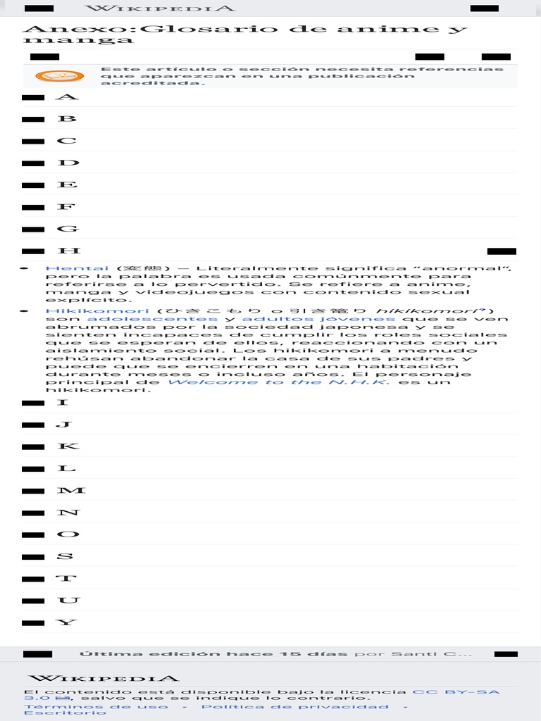 AnexoGlosario de Anime y Manga - Wikipedia, La Enciclopedia Libre | PDF
