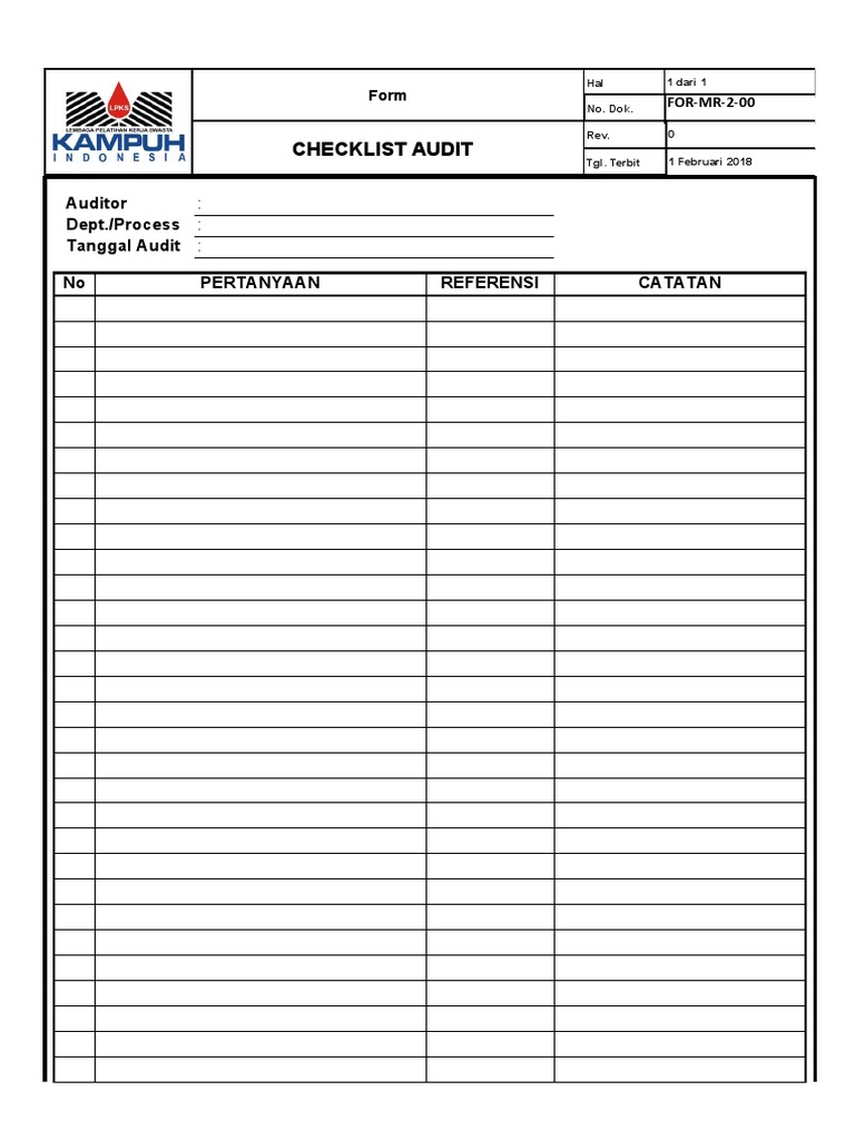 Checklist Audit Internal | PDF