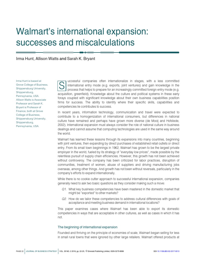 Walmart's International Expansion | PDF