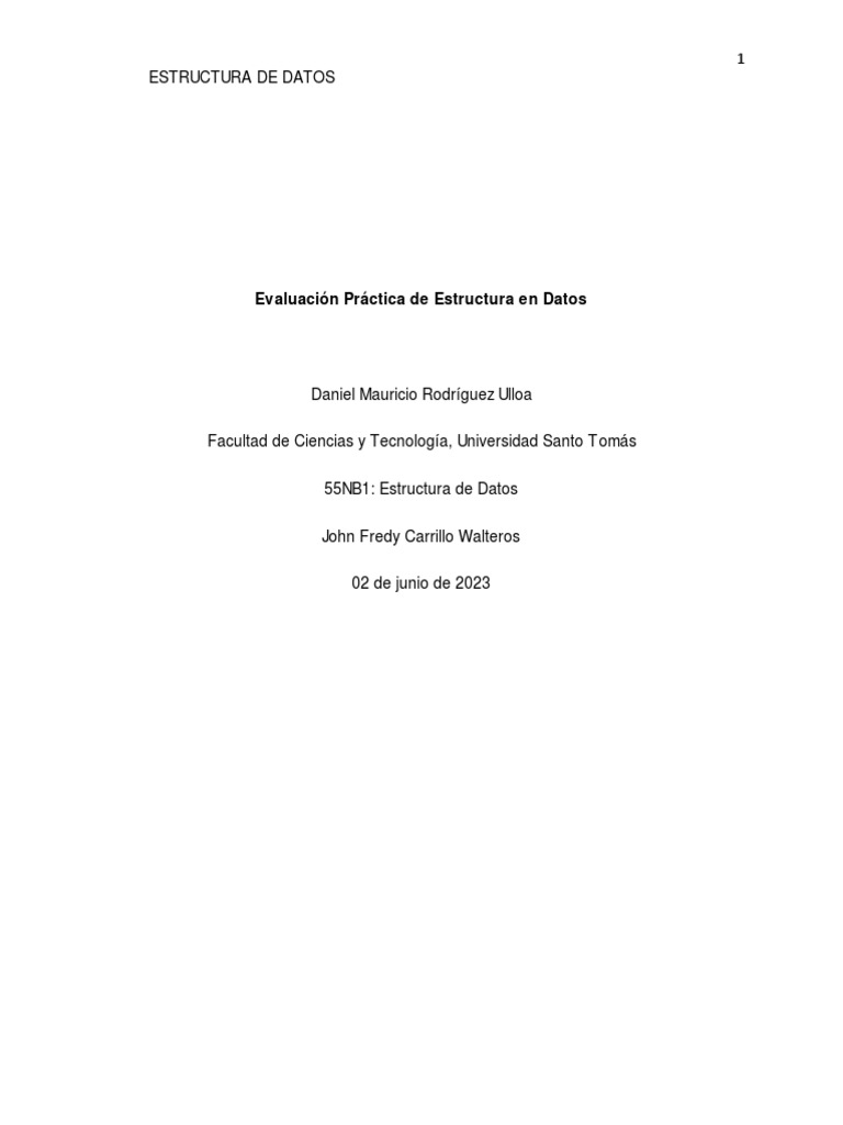 Evaluación Práctica de Estructura en Datos | PDF | Python (lenguaje de programación) | Programa ...