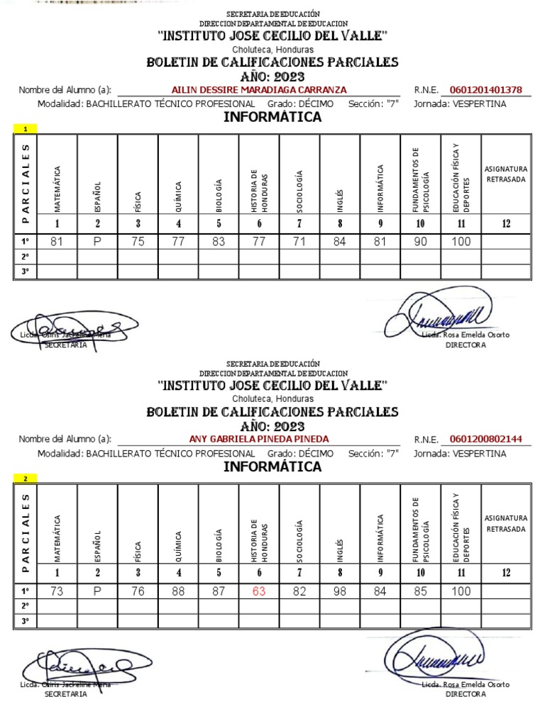 2023 Boletines de 10° Inf. 7 | PDF | Ciencias Naturales | Science