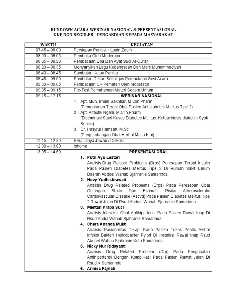 RUNDOWN ACARA SEMINAR NASIONAL Revisi | PDF | Pengembangan Diri