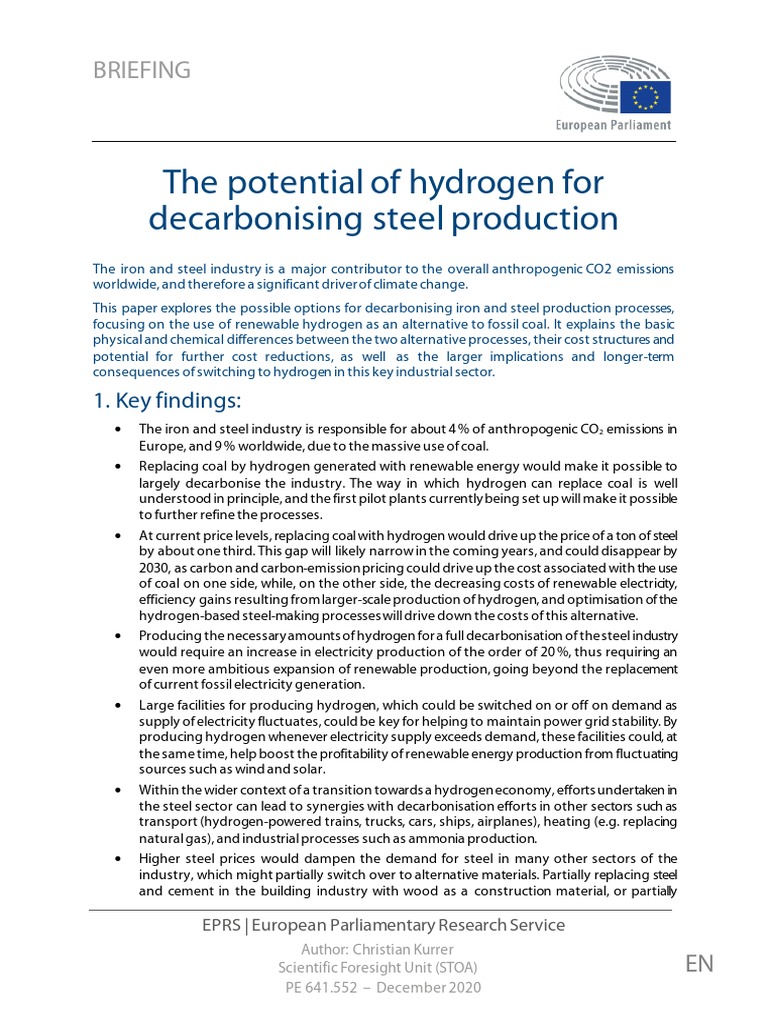Decarbonisation of The Steel Industry | PDF