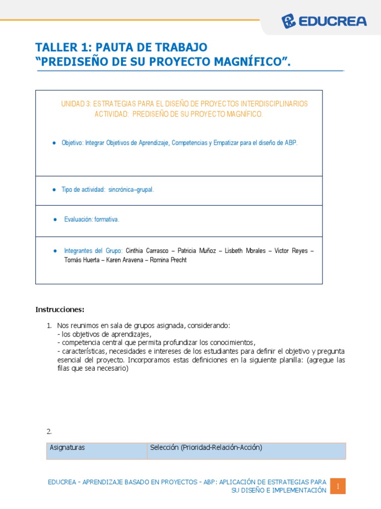 E-Abp-Base-U3-Si-Tr1 - Prediseño de Su Proyecto Magnífico | PDF | Aprendizaje en base a ...
