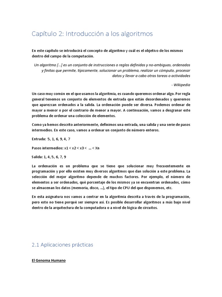 Capítulo 2 - Introducción A Los Algoritmos | PDF | Algoritmos ...