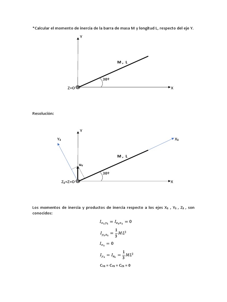 Ejemplo Barra Tensor Inercia | PDF | Rotación | Metrología