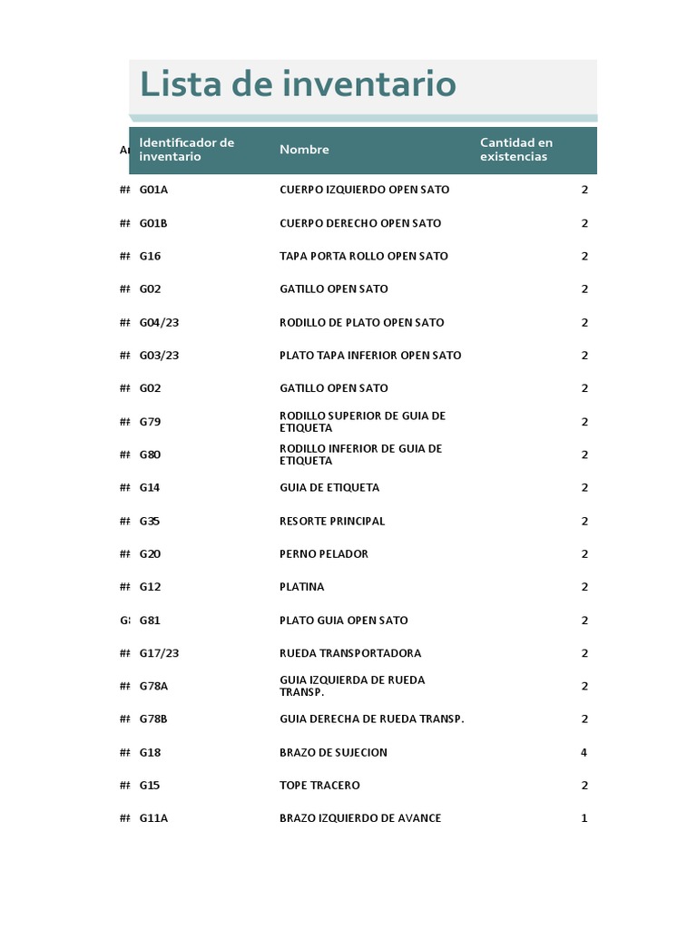 Lista de Inventario OPEN SATO | PDF