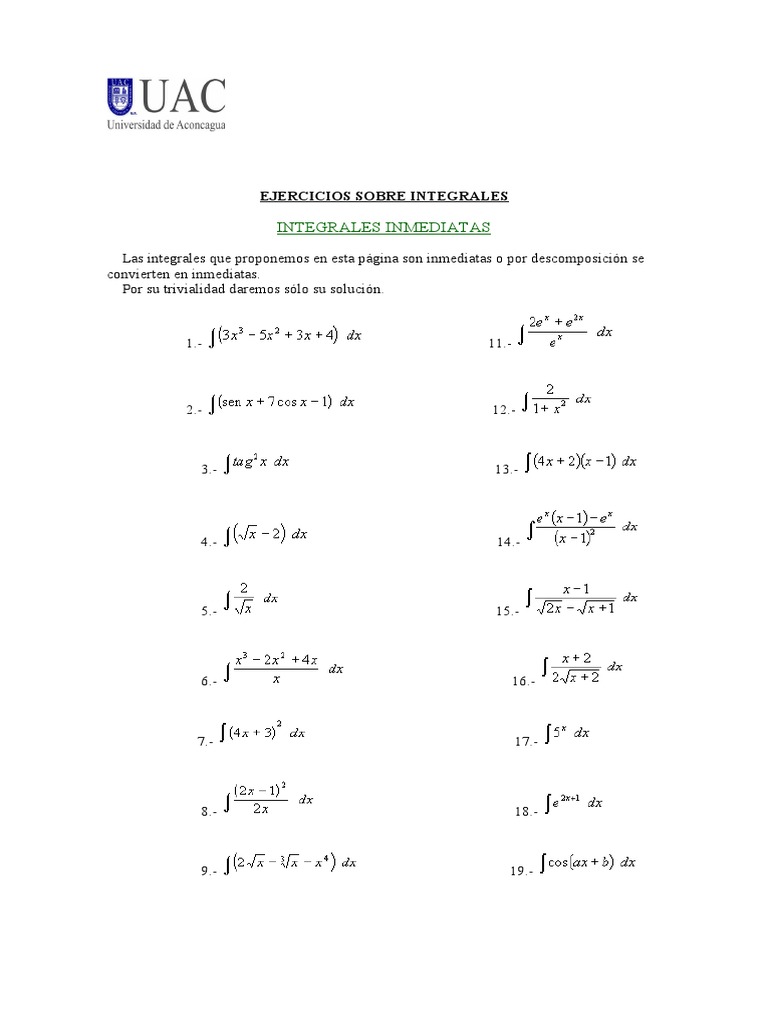 Guia de repaso Integrales(ejemplos) | PDF