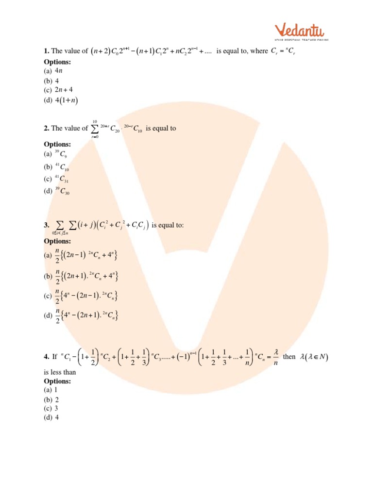 Binomial Coefficients - 1 - Questions | PDF
