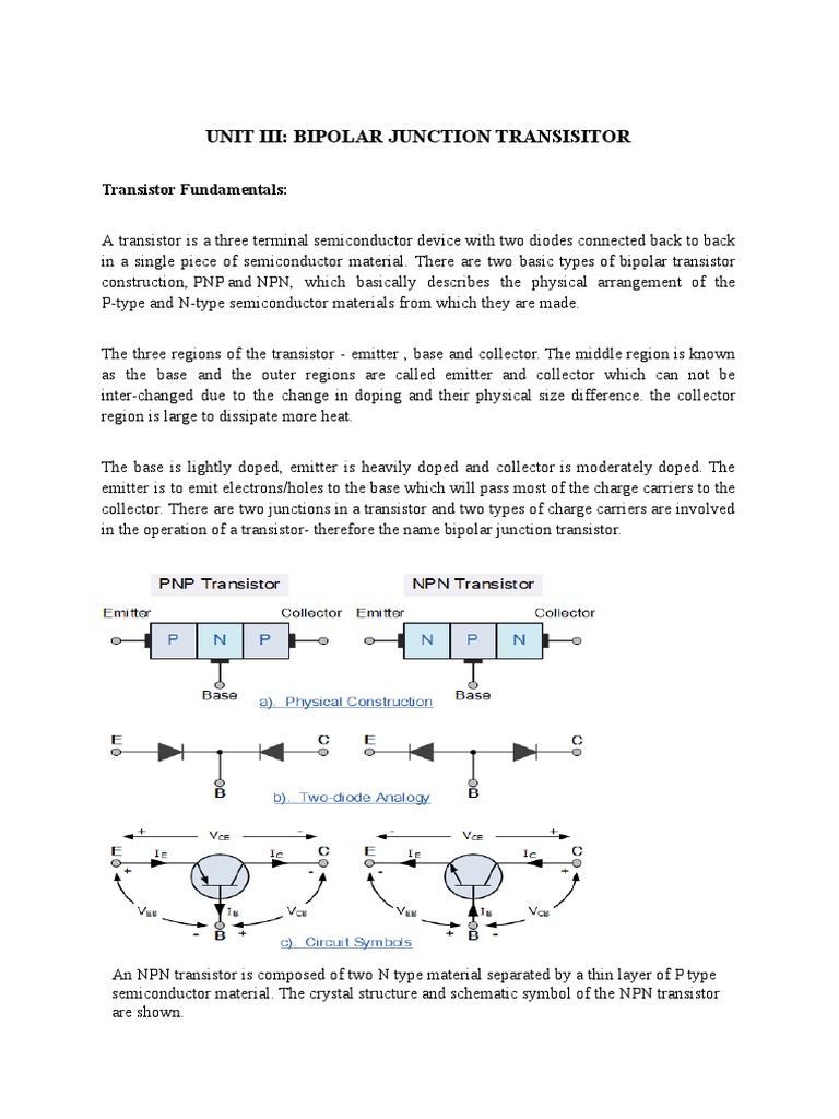 Bipolar Transistor-Class Notes | PDF