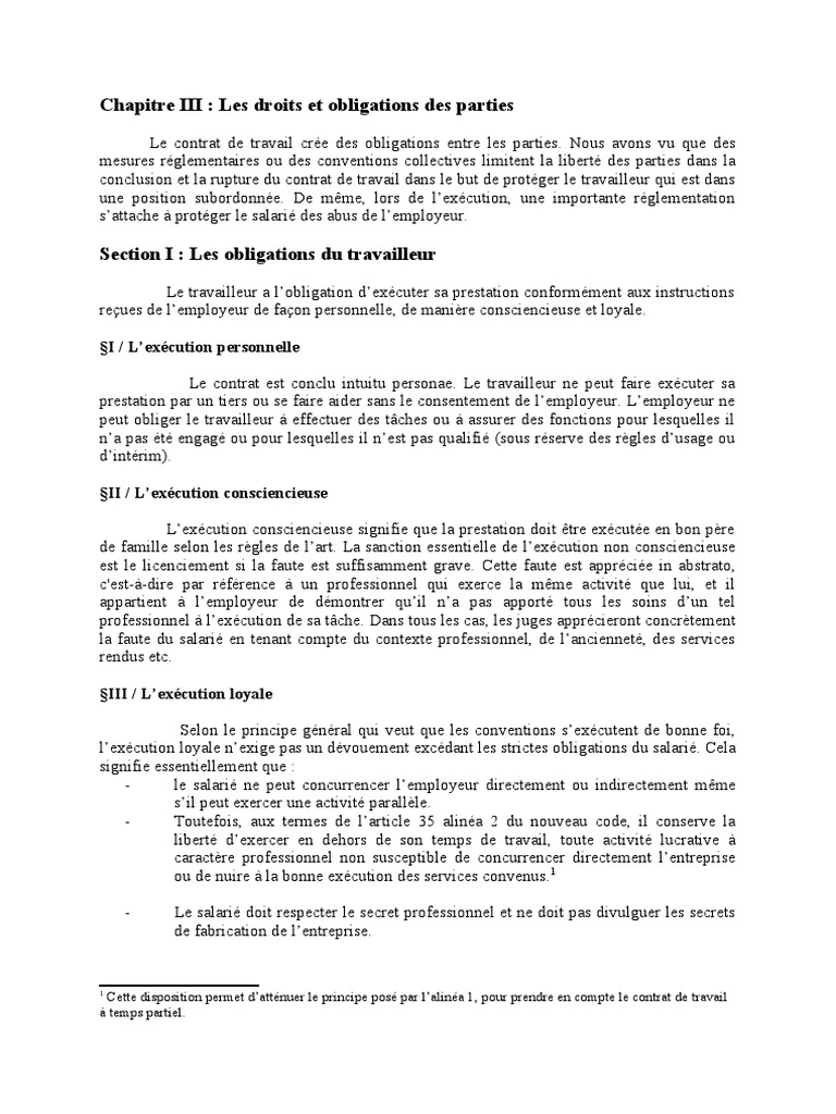 Droits Et Obligations Des Parties | PDF | Économie | Travail