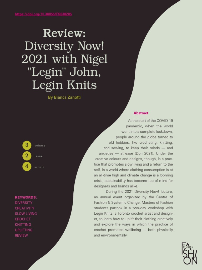 Diversity Now! 2021 With Nigel Legin John Legin+Knits Bianca Zanotti Fashion Studies 2022 | PDF ...