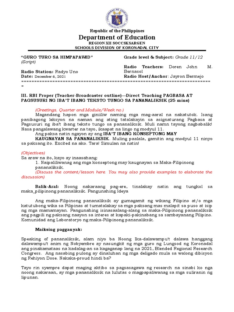 Pagbasa Module 11 | PDF