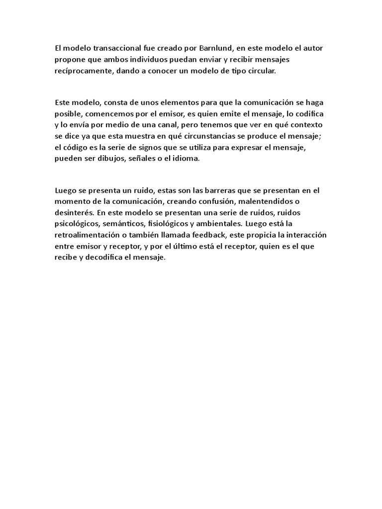 El Modelo Transaccional Fue Creado Por Barnlund | PDF