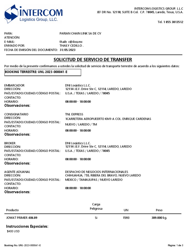 Unl-2023-000041-E - Carta de Instrucciones Altransfer - 1 | PDF ... Unl-2023-000041-E - Carta de Instrucciones Altransfer - 1 | PDF ...