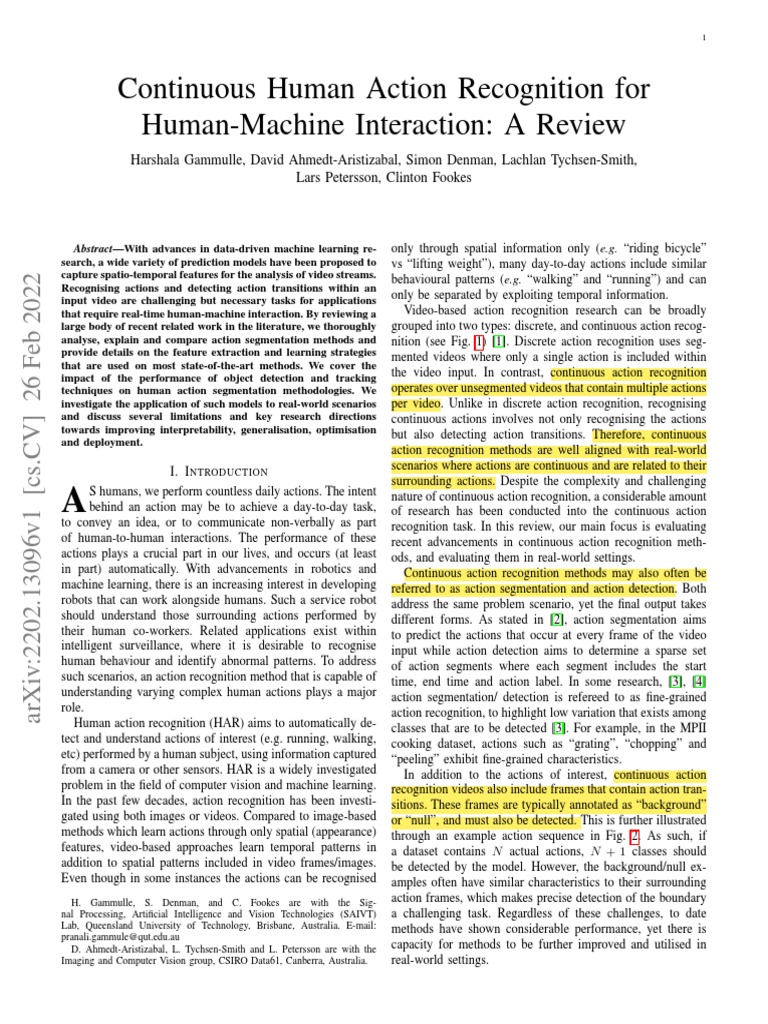 Continuous Human Action Recognition For Human Machine Interaction A ...