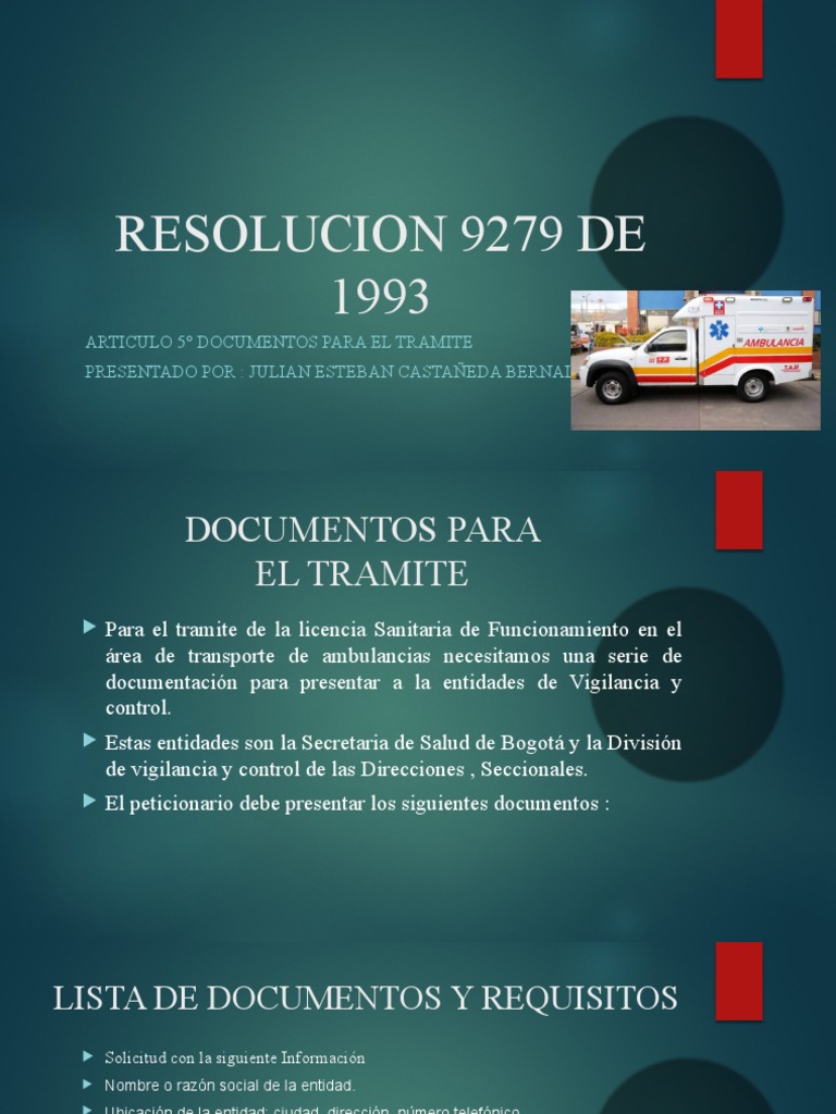 Resolucion 9279 de 1993 Ambulancias | PDF | Derecho