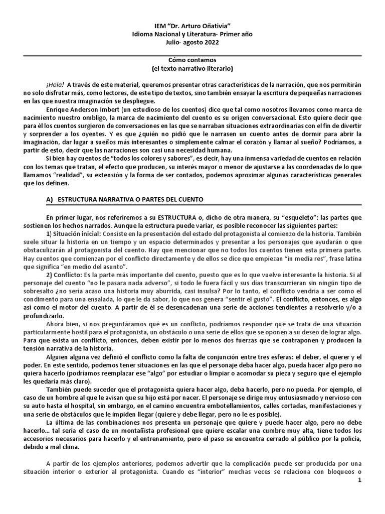 Estructura del Cuento Narrativo | PDF | Narración | Cuentos