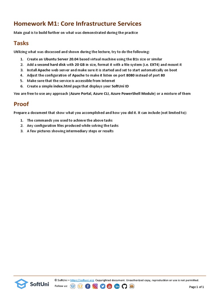 M1 Homework Challenge Core Infrastructure Services | PDF