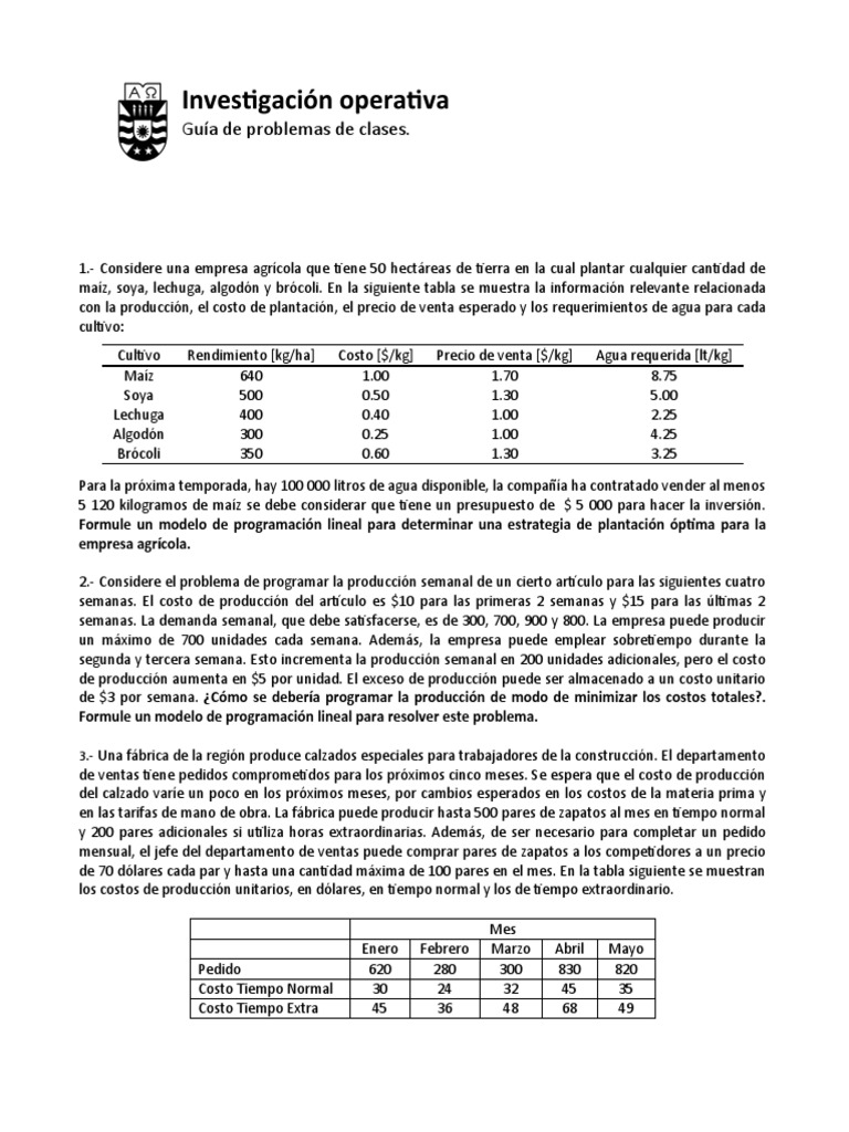 Guia Programacion Lineal - Clase | PDF | Programación lineal | Presupuesto